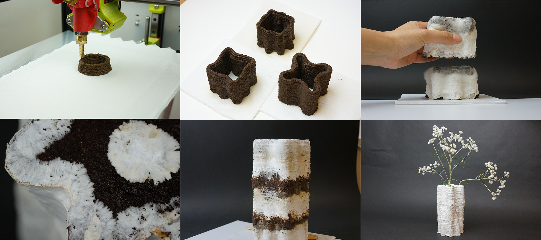 Coffee grounds and mushroom spores can be 3D printed into a compostable ...